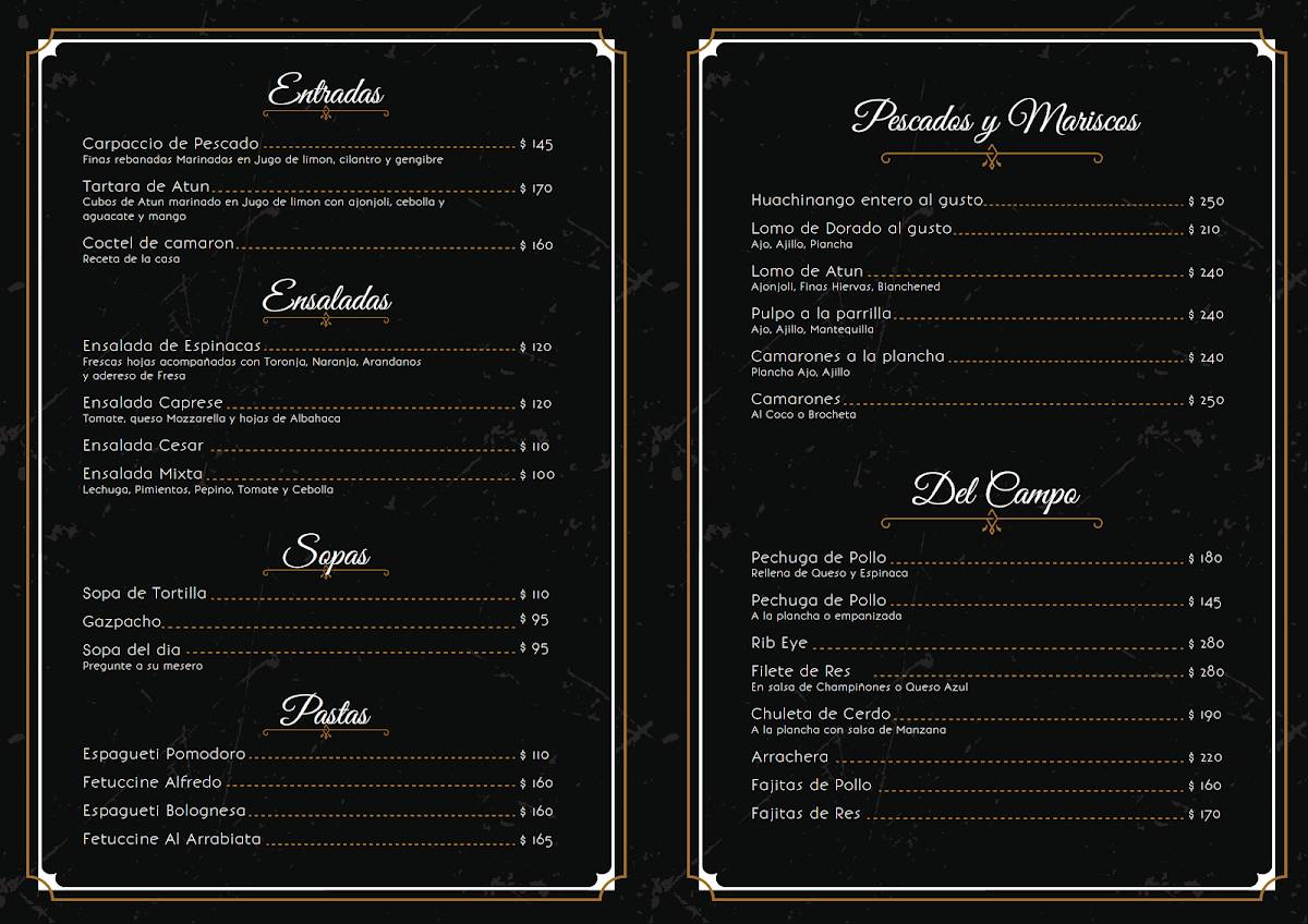 Menu at Casanova's Restaurant Bar, Zihuatanejo