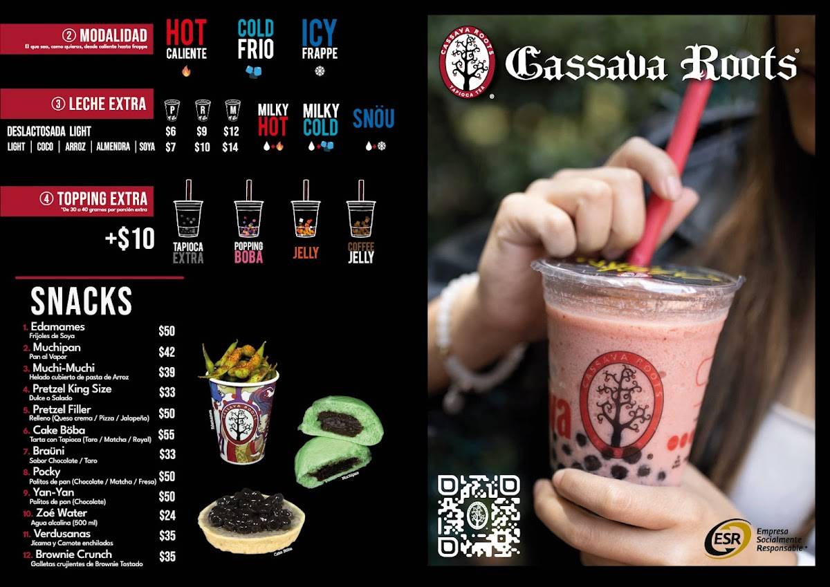 Carta del café Cassava Roots Pedregal, Ciudad del México
