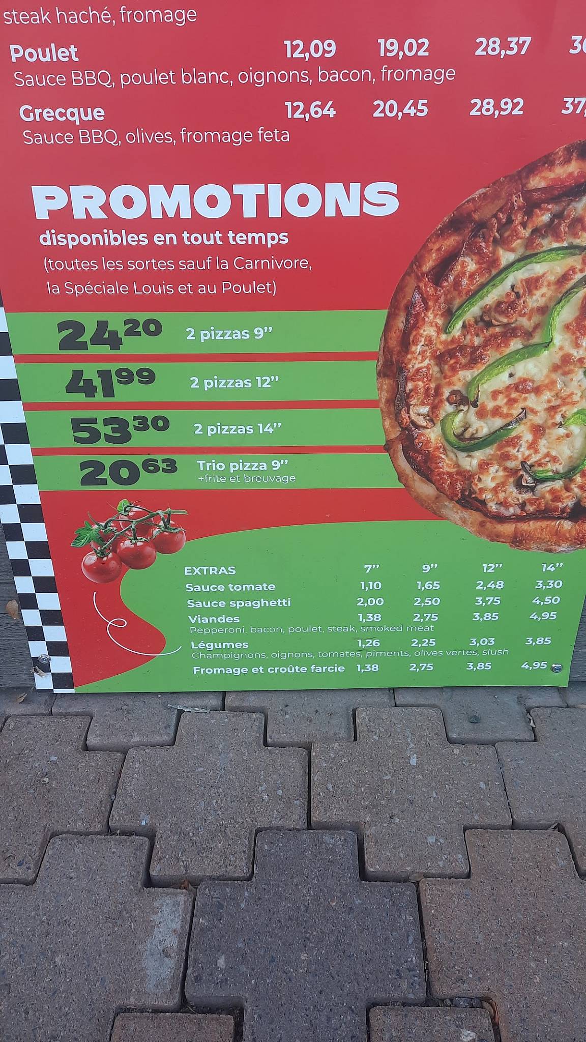 Menu au Casse-Croûte Chez Louis restaurant, Québec