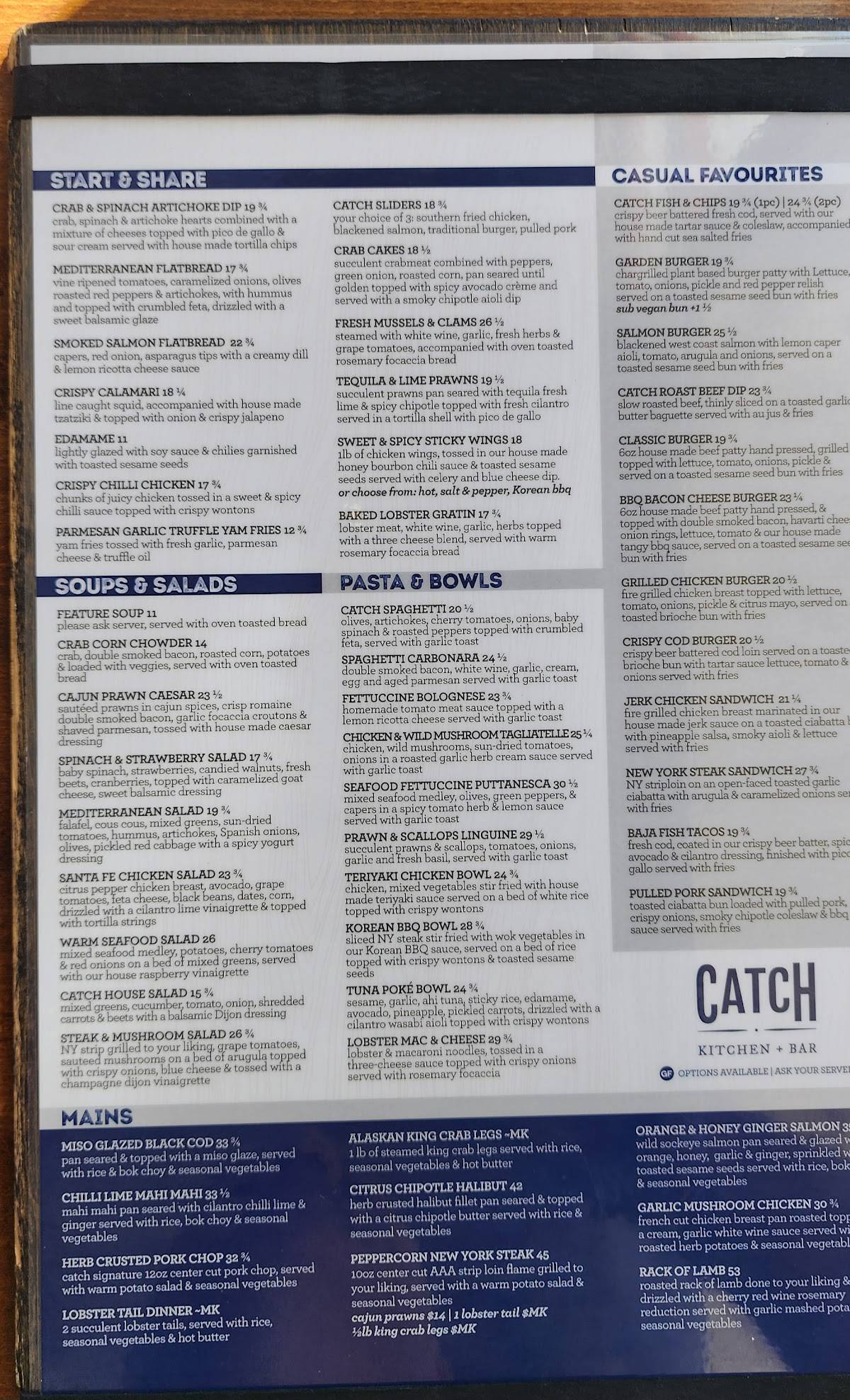 Menu at Catch Kitchen + Bar, Richmond