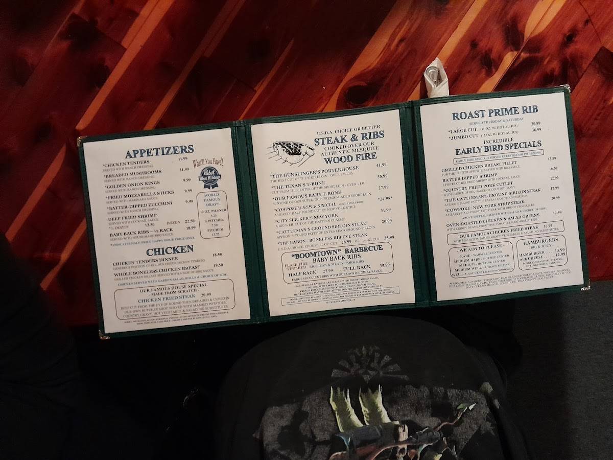 Menu at Cattletown Steakhouse & Saloon, Tucson