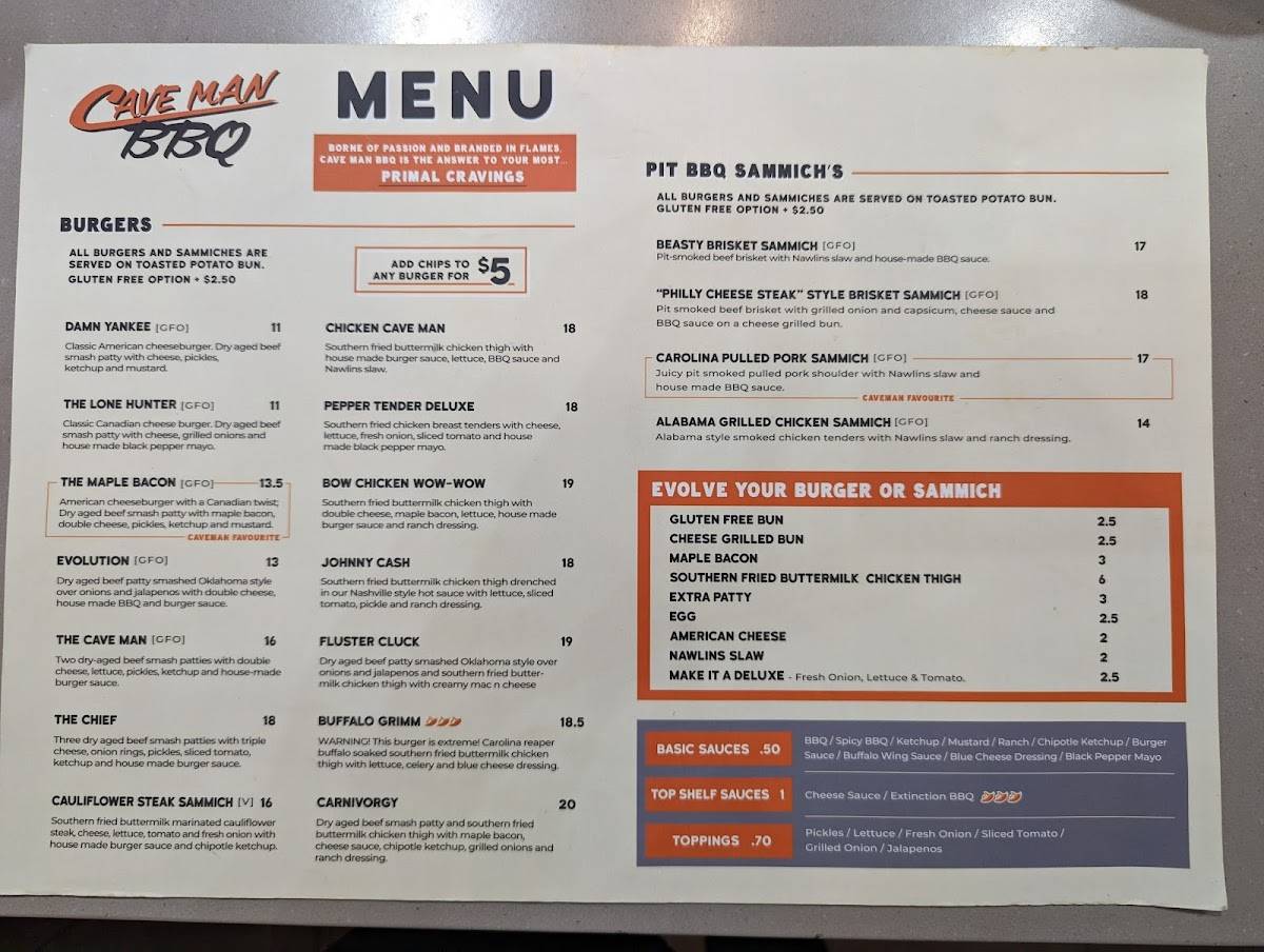 Menu at Caveman BBQ - Rockingham, Rockingham