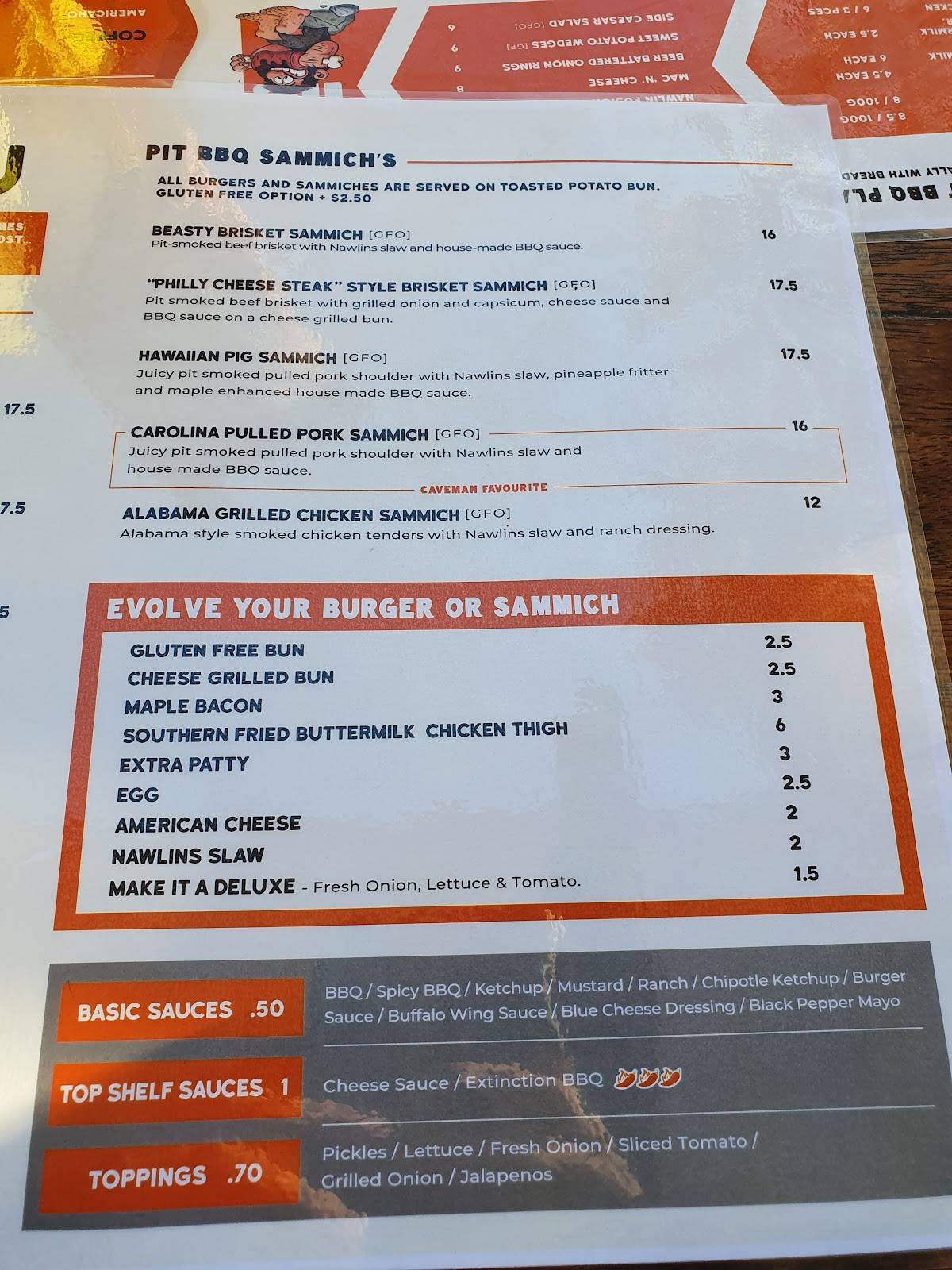 Menu at Caveman BBQ - Rockingham, Rockingham