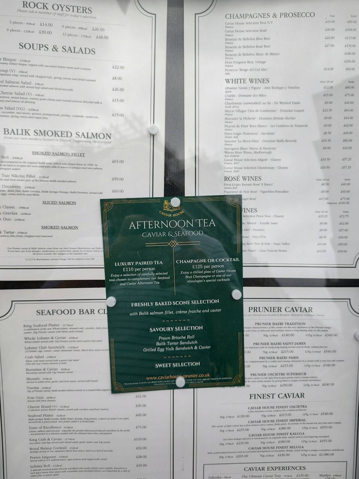 Menu at Caviar House Piccadilly restaurant, London, 161 Piccadilly