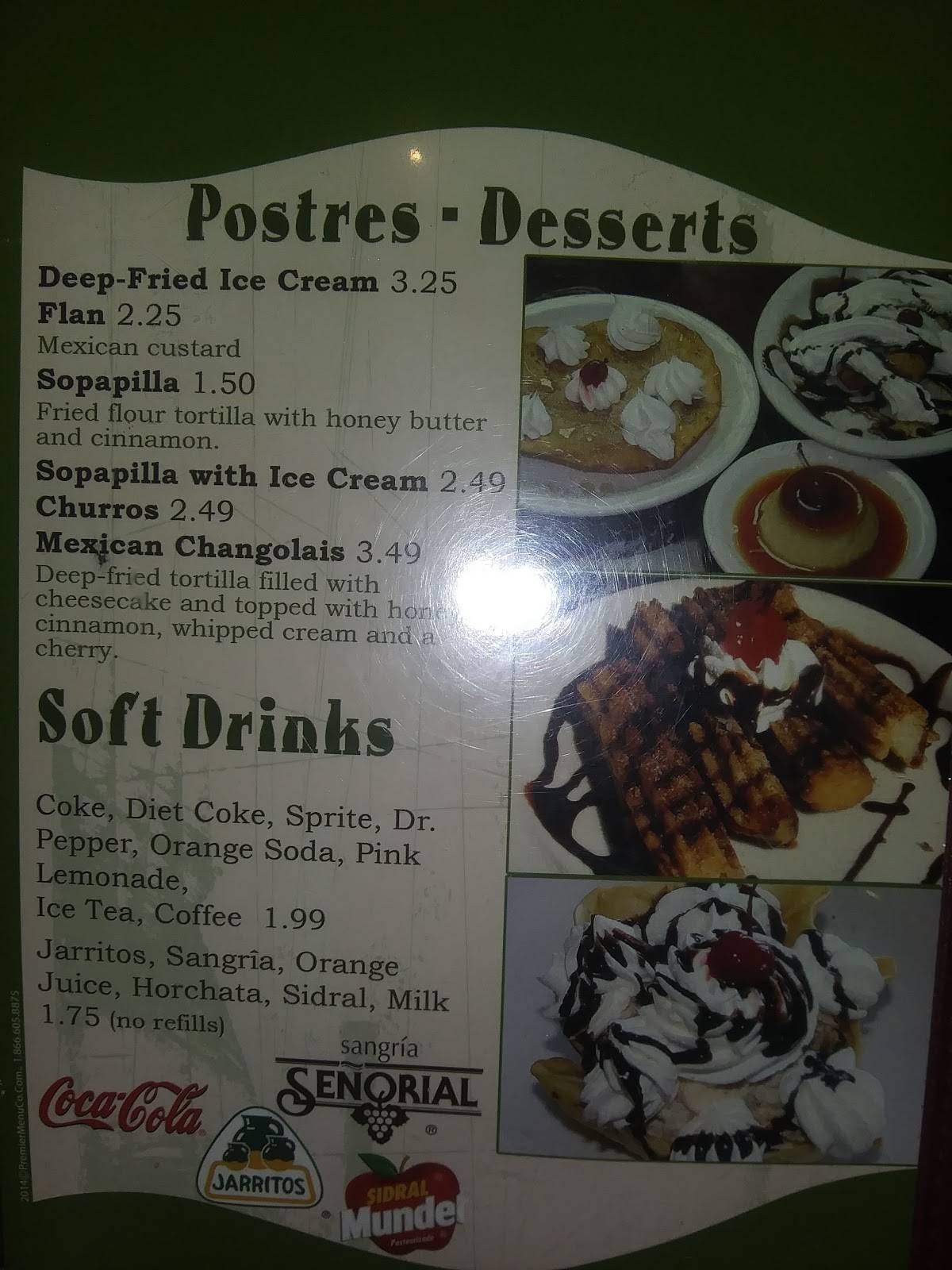 Menu at Cazadores restaurant, Ridgeland