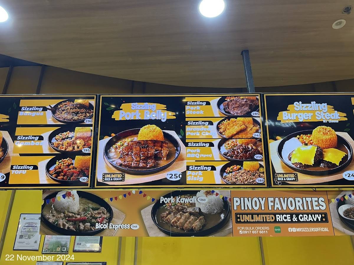 Menu at Mr. Sizzlers Unli Rice & Gravy restaurant, Cebu City, Sm Seaside
