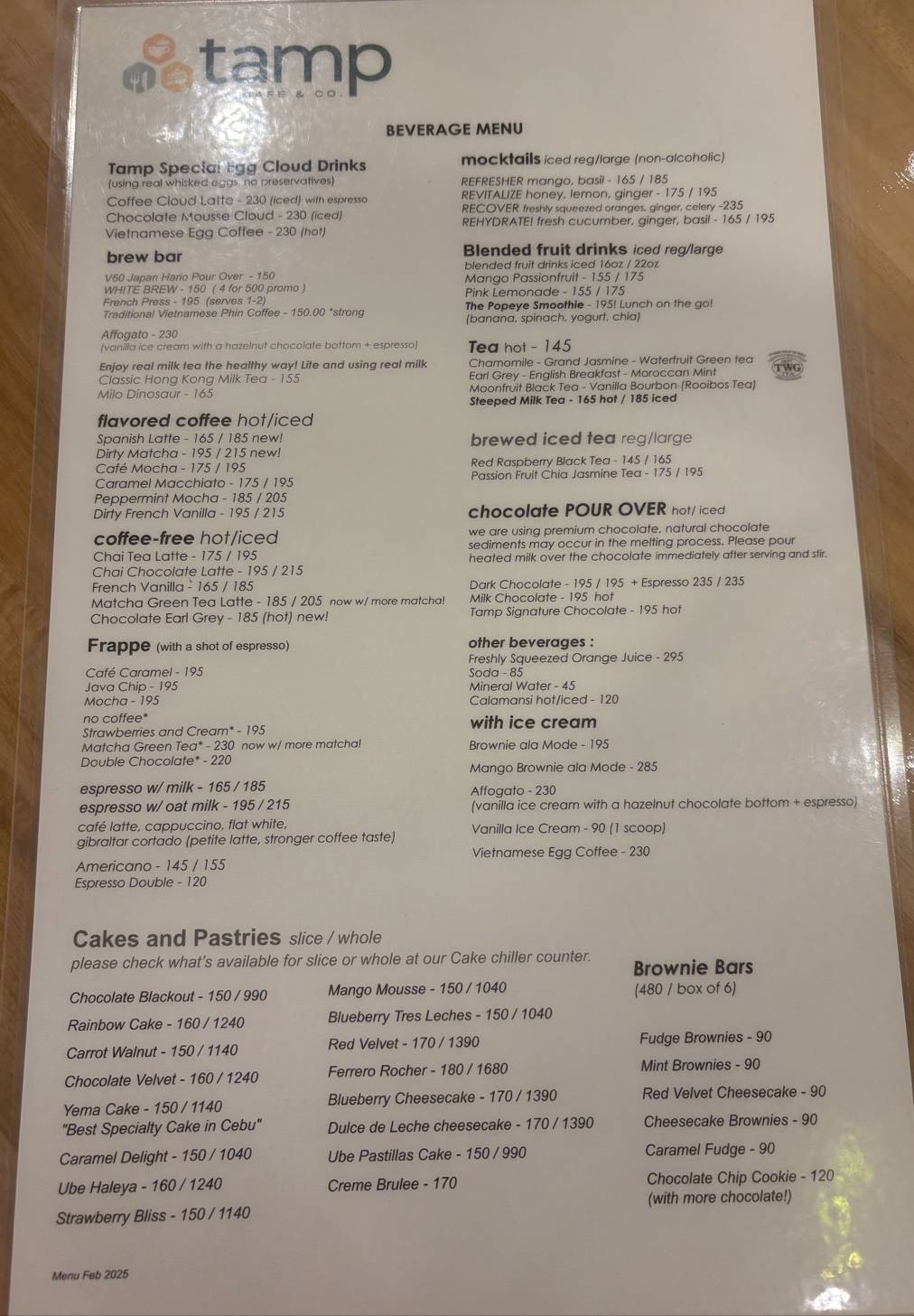 Menu at Tamp Cafe & Co. KASAMBAGAN, Cebu City, 12 President Aguinaldo ...