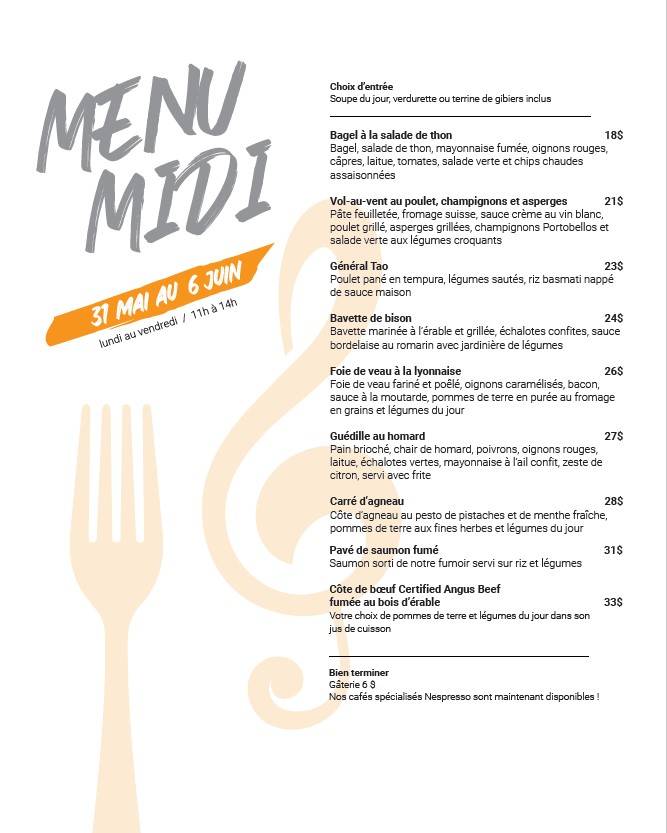 Menu au Cecile et Ramone restaurant, Québec, Pierre-Bertrand Blvd
