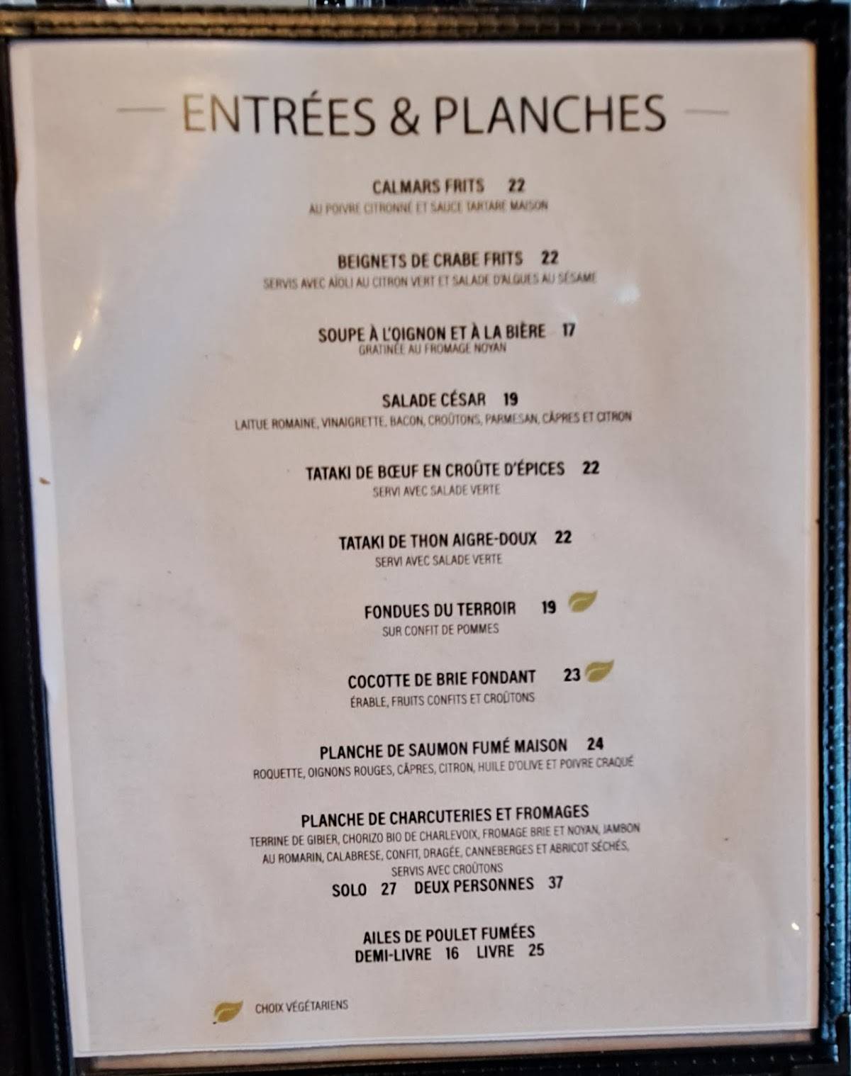 Menu au Cecile et Ramone restaurant, Québec, Pierre-Bertrand Blvd