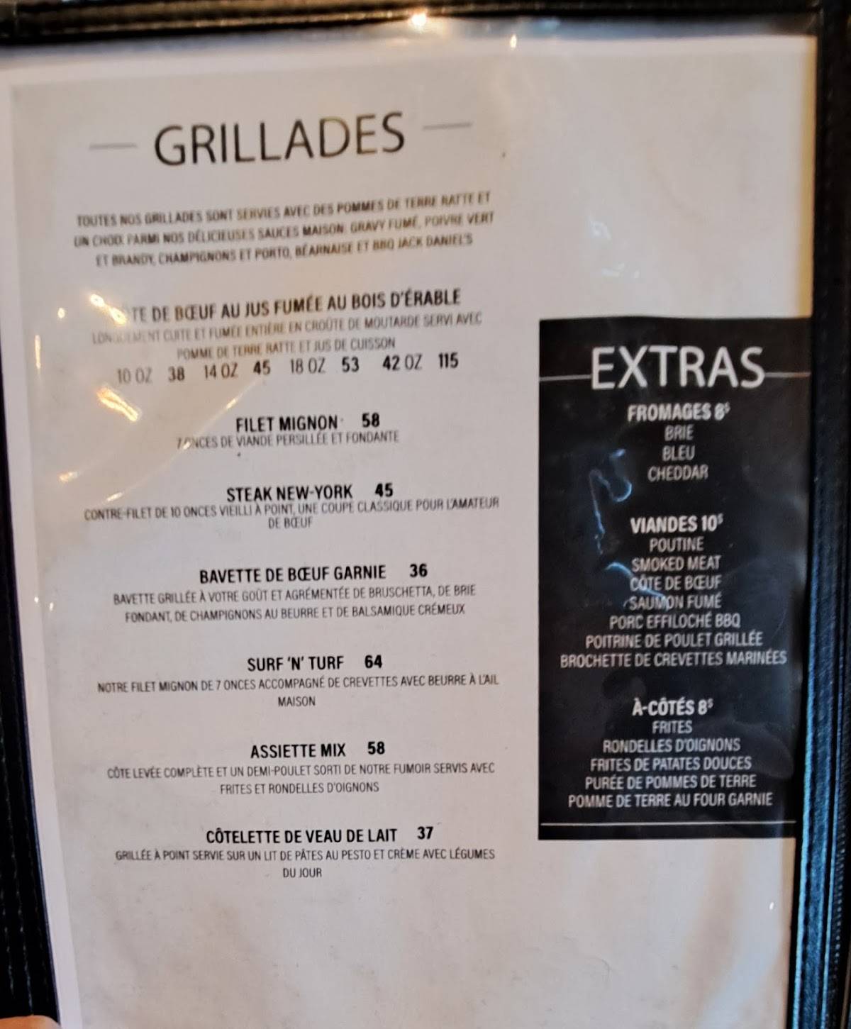 Menu au Cecile et Ramone restaurant, Québec, Pierre-Bertrand Blvd