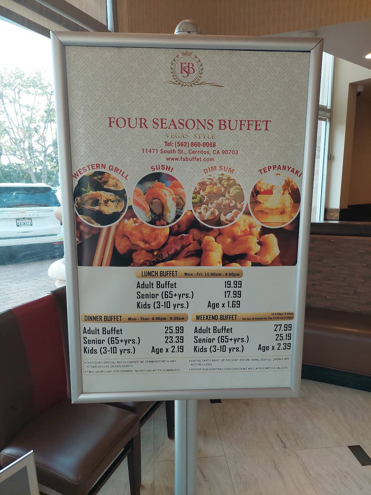 Menu at Four Seasons Buffet restaurant, Cerritos