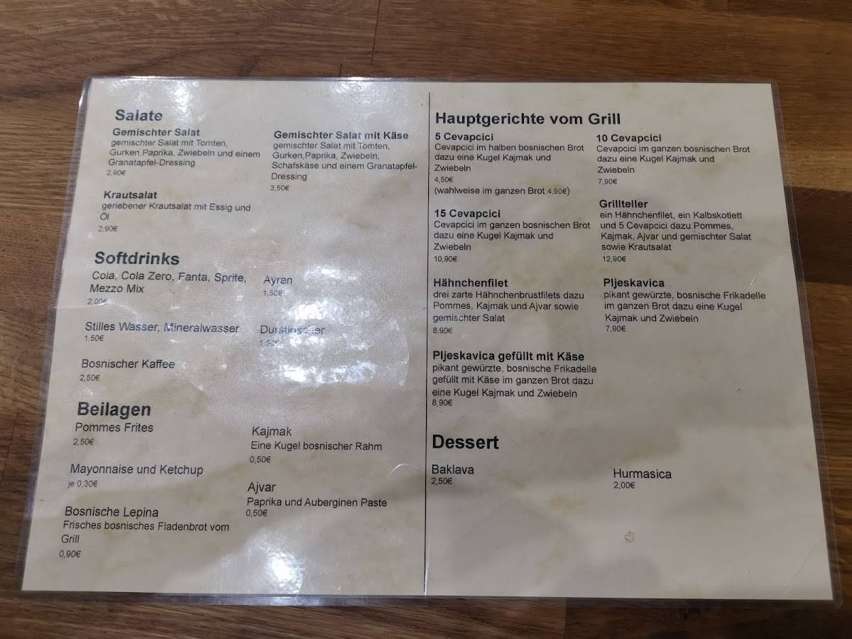 Speisekarte von Ćevabdžinica Merak restaurant, Hagen