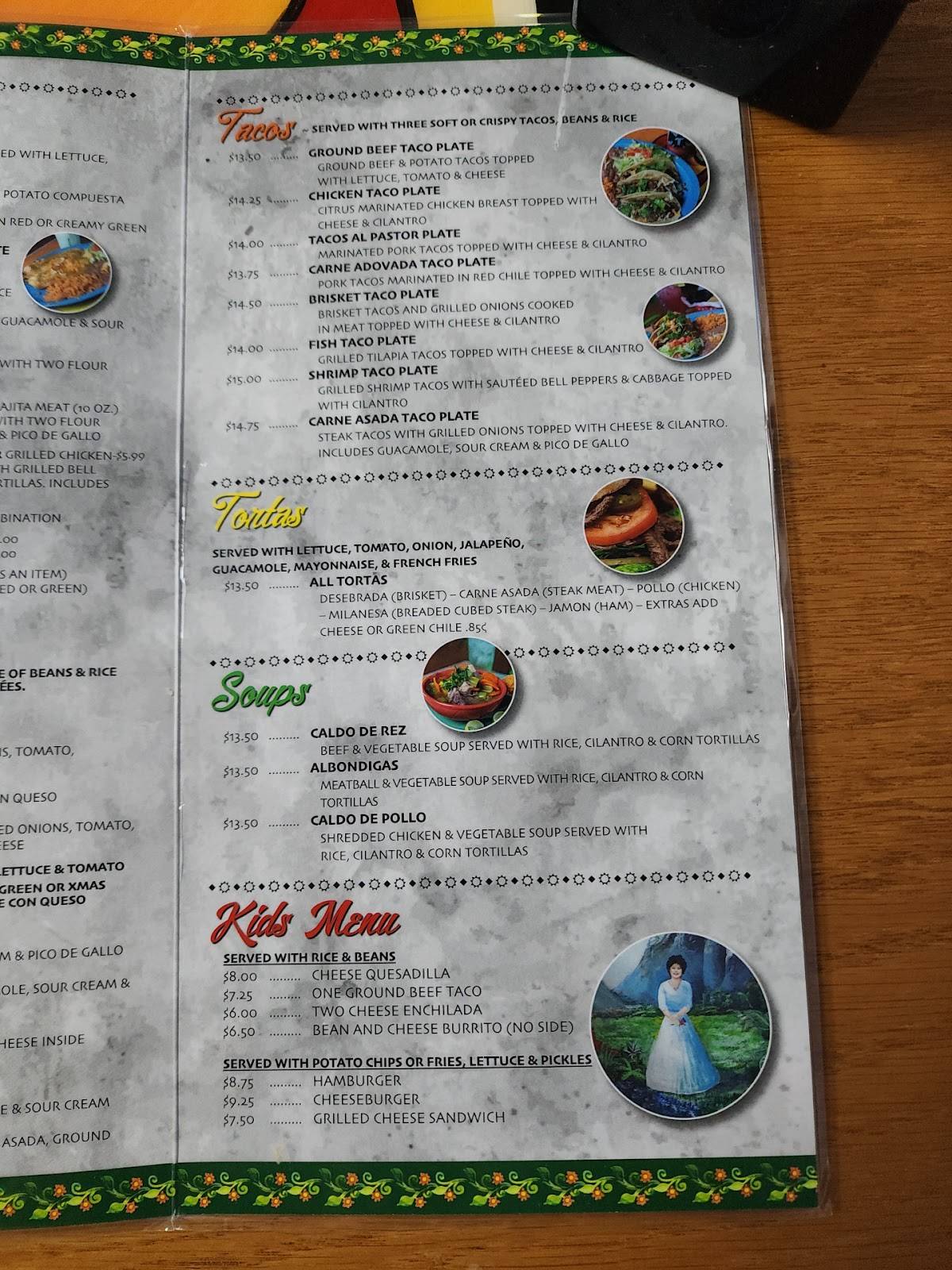 Menu at Chachi's restaurant, Las Cruces, 505 Joe Gutierrez St