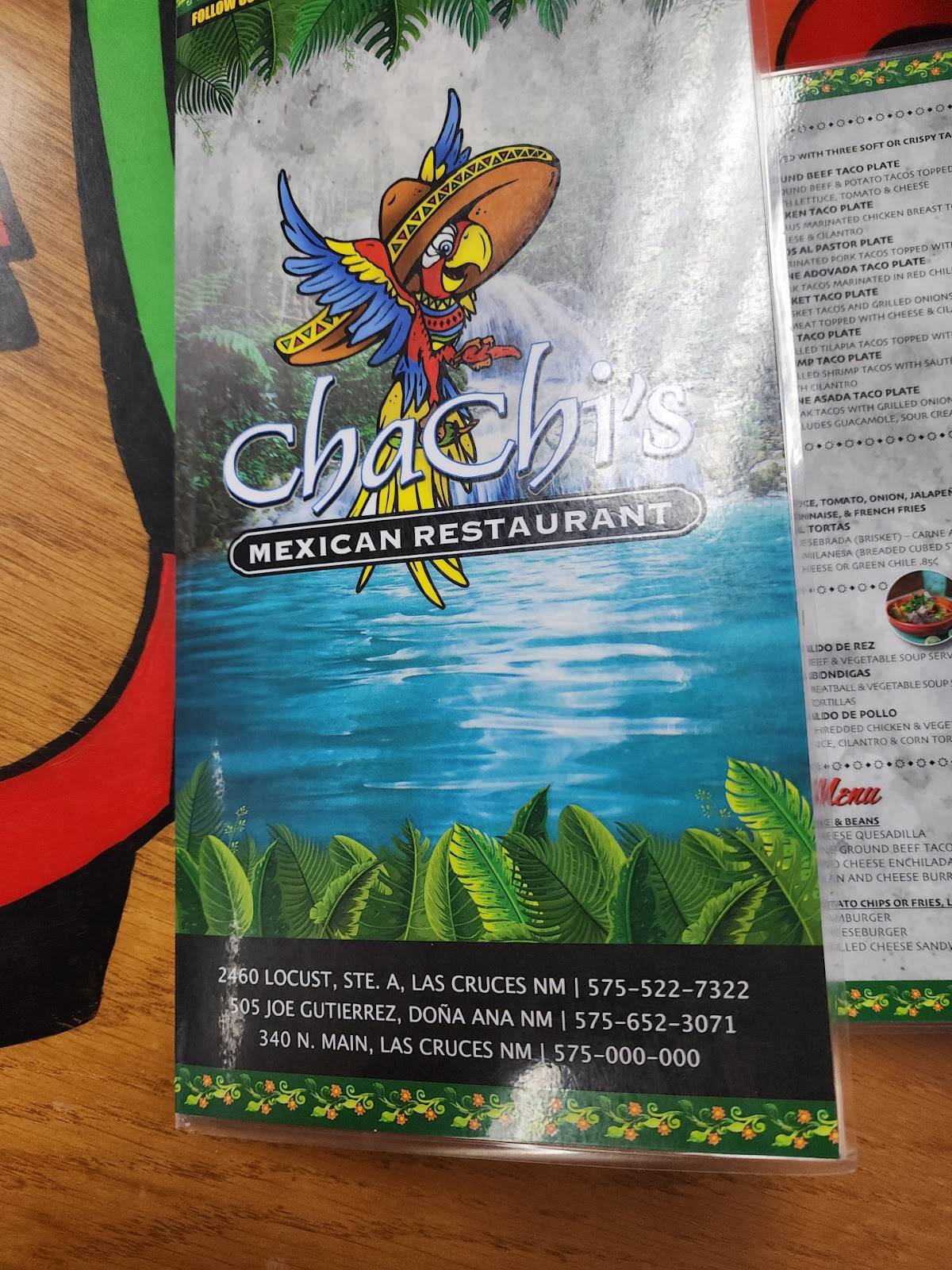Menu at Chachi's restaurant, Las Cruces, 505 Joe Gutierrez St