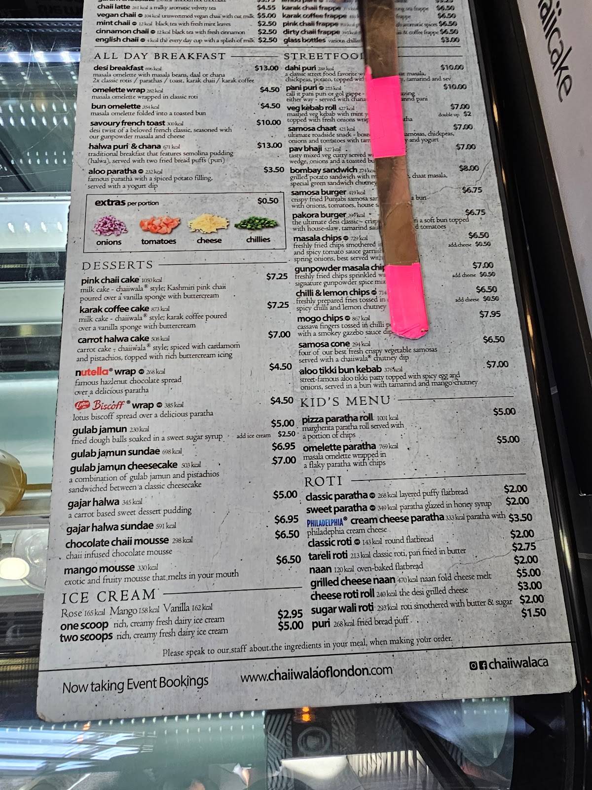 Menu at Chaiiwala of London - Little India cafe, Surrey