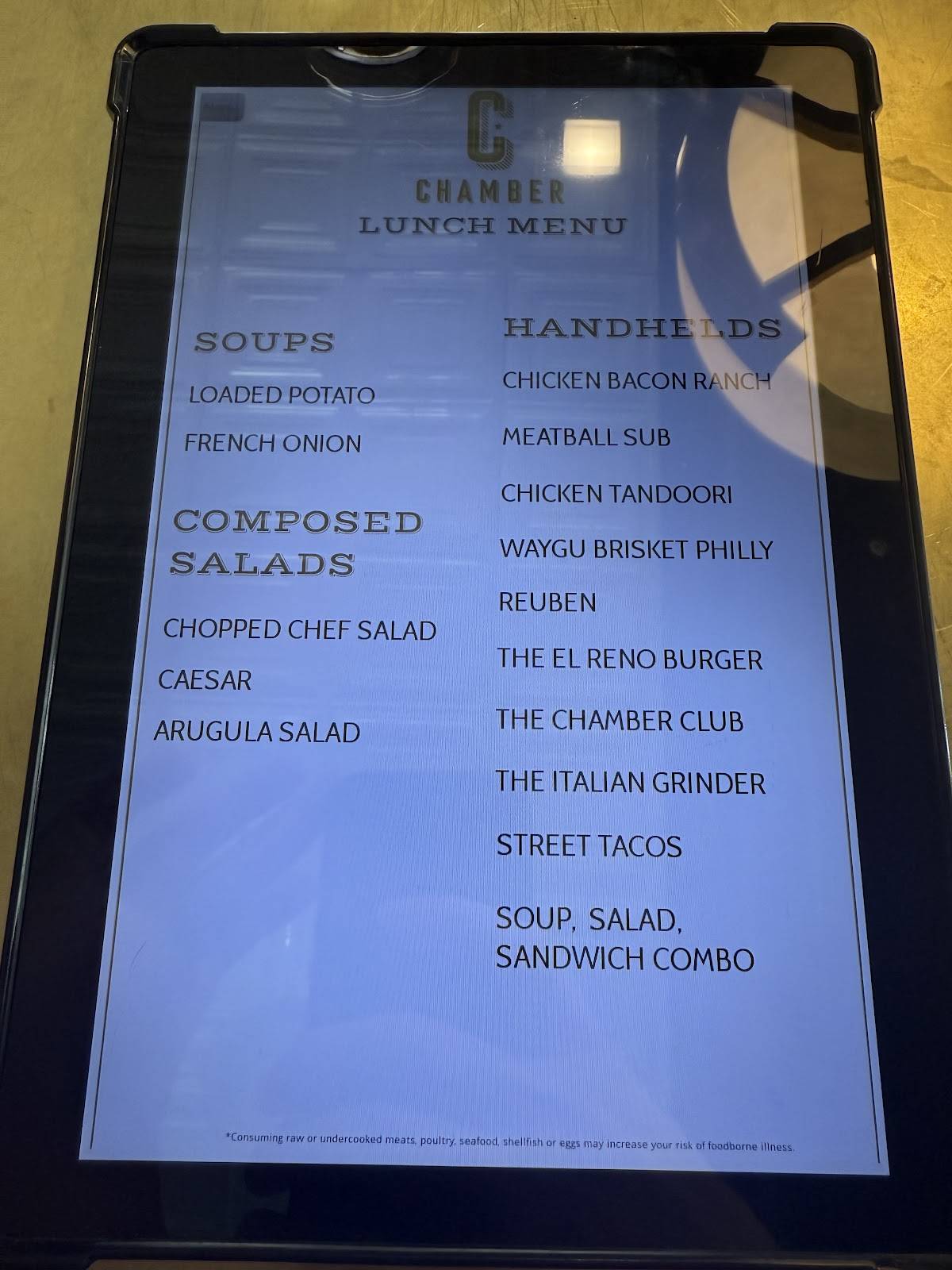 Menu at Chamber at Tulsa Club Hotel, Tulsa