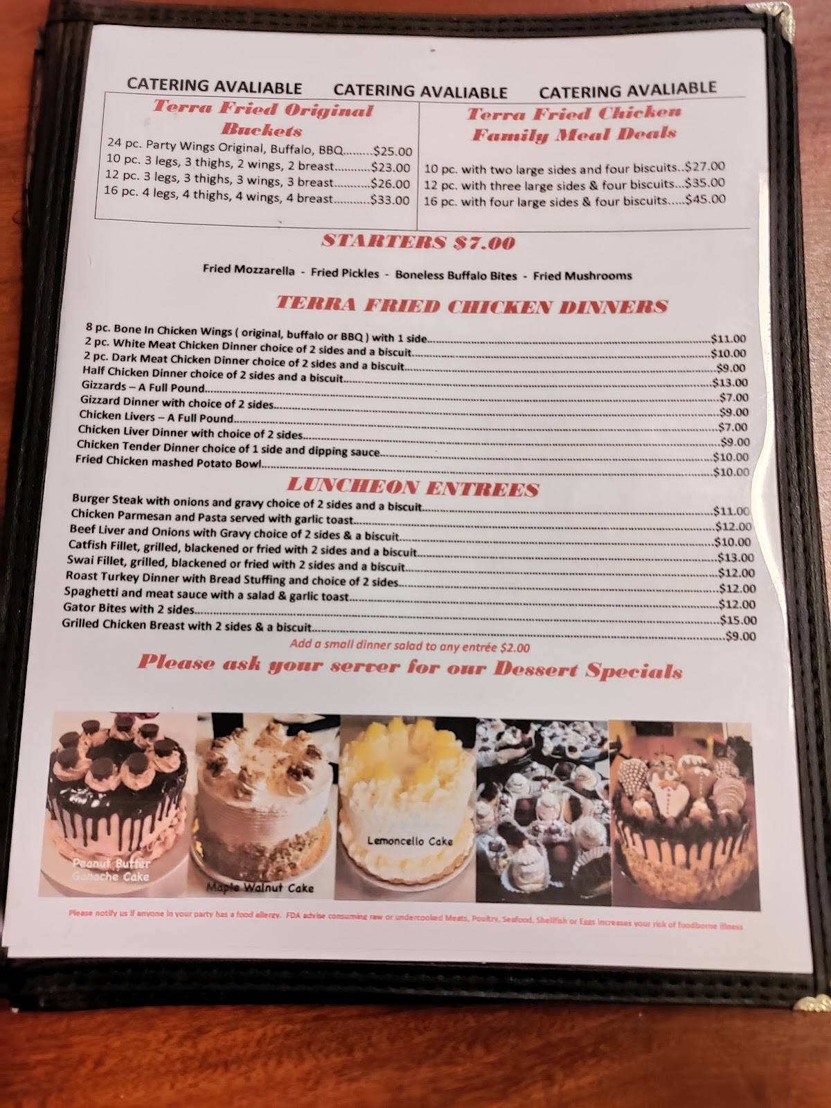 Menu at Champ's III restaurant, Arcadia