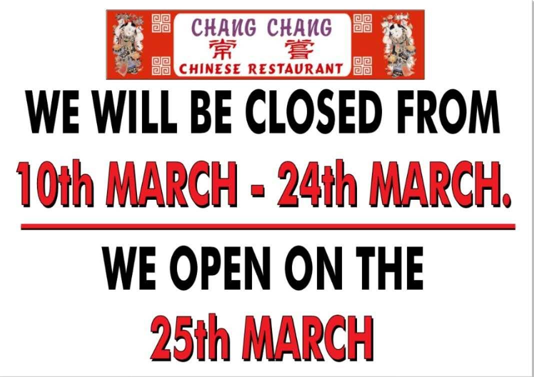 Menu at Chang Chang Chinese Restaurant., Parys