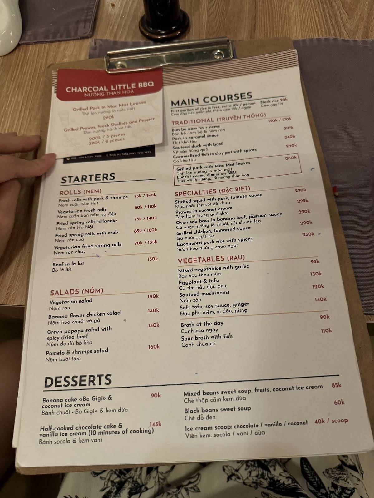 Menu at Chào Bạn - Vietnamese restaurant, Hanoi