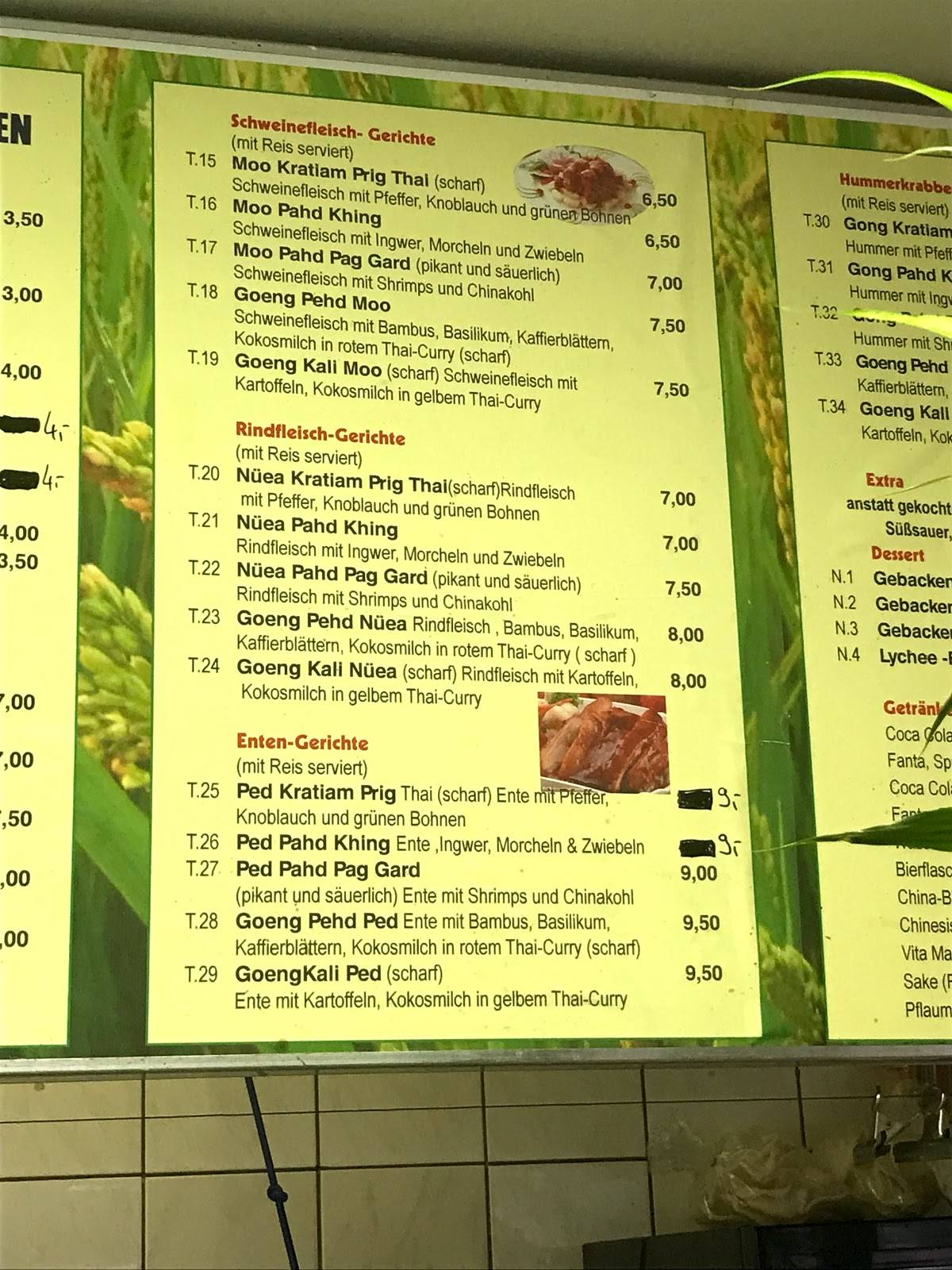 Speisekarte von Chao-Lin Thai restaurant, Leverkusen