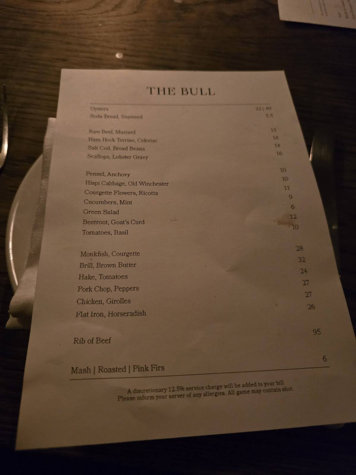 Menu at The Bull - Charlbury pub & bar, Charlbury