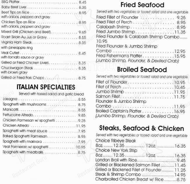 Menu at Park Place Restaurant, Charlotte