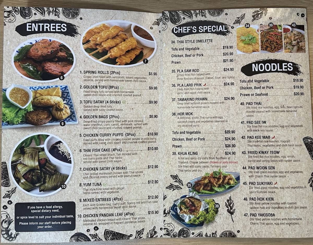 Menu at Charm Thai Wembley restaurant, Wembley