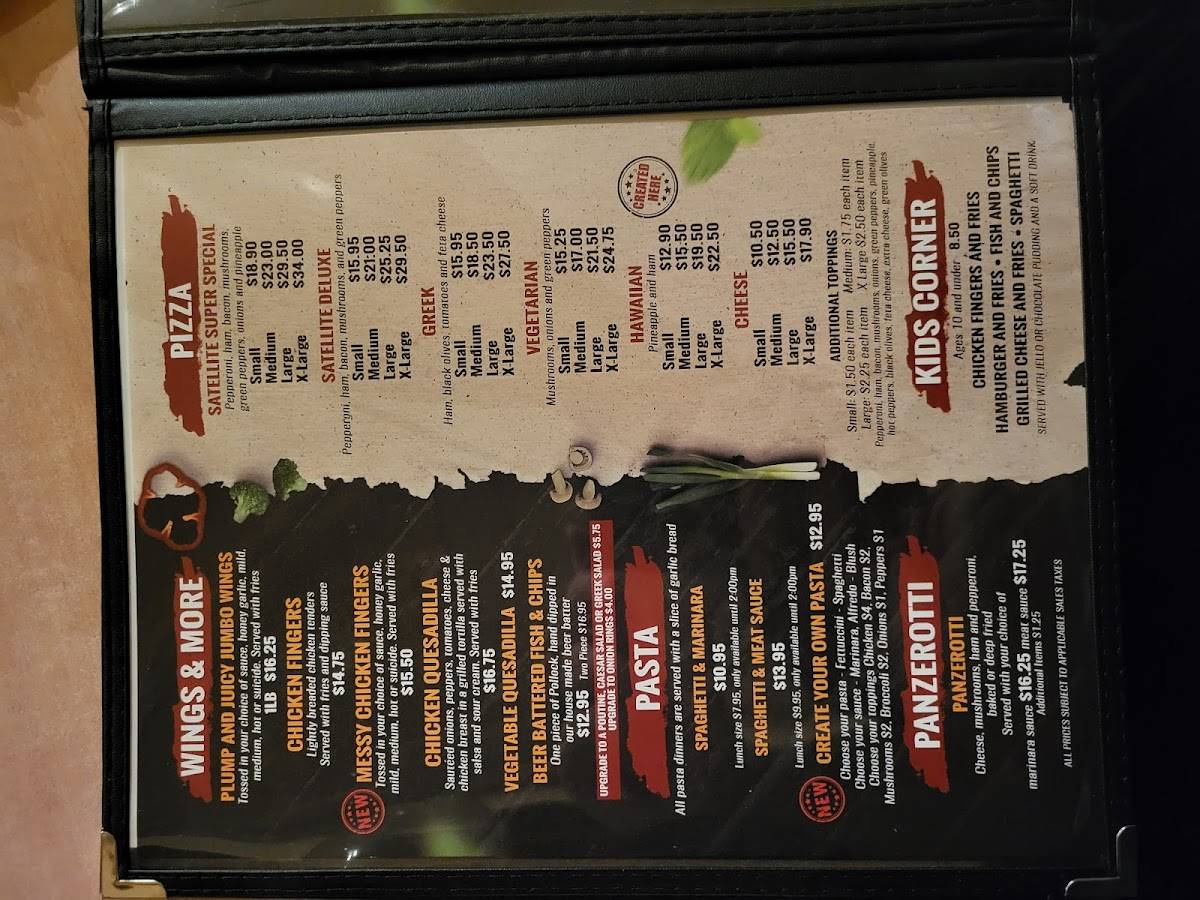 Menu at Satellite Restaurant, Chatham-Kent
