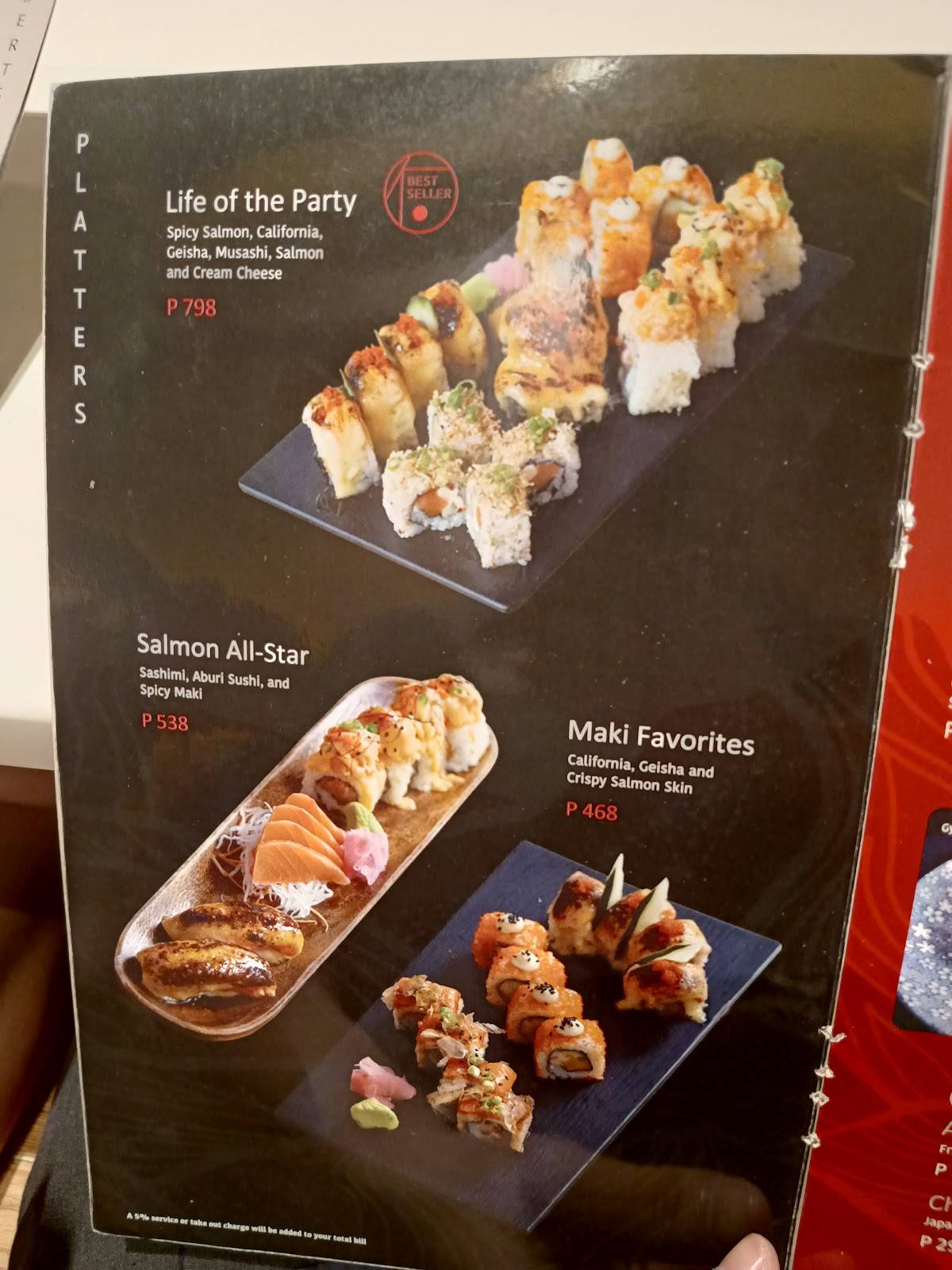 Menu at Chef Samurai Subic restaurant, Subic Bay Freeport Zone, Raymundo St