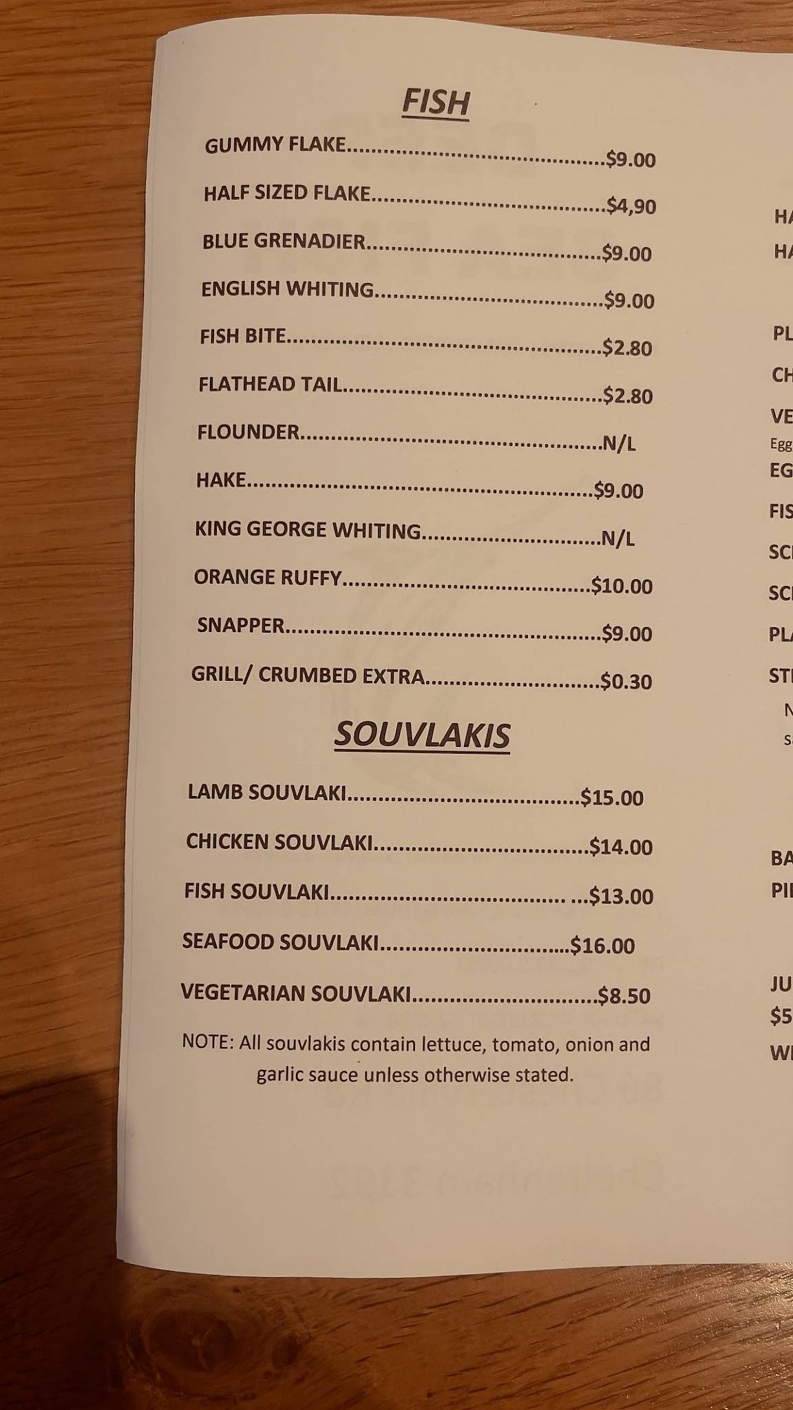 Menu at Deep Sea Fish fast food, Cheltenham