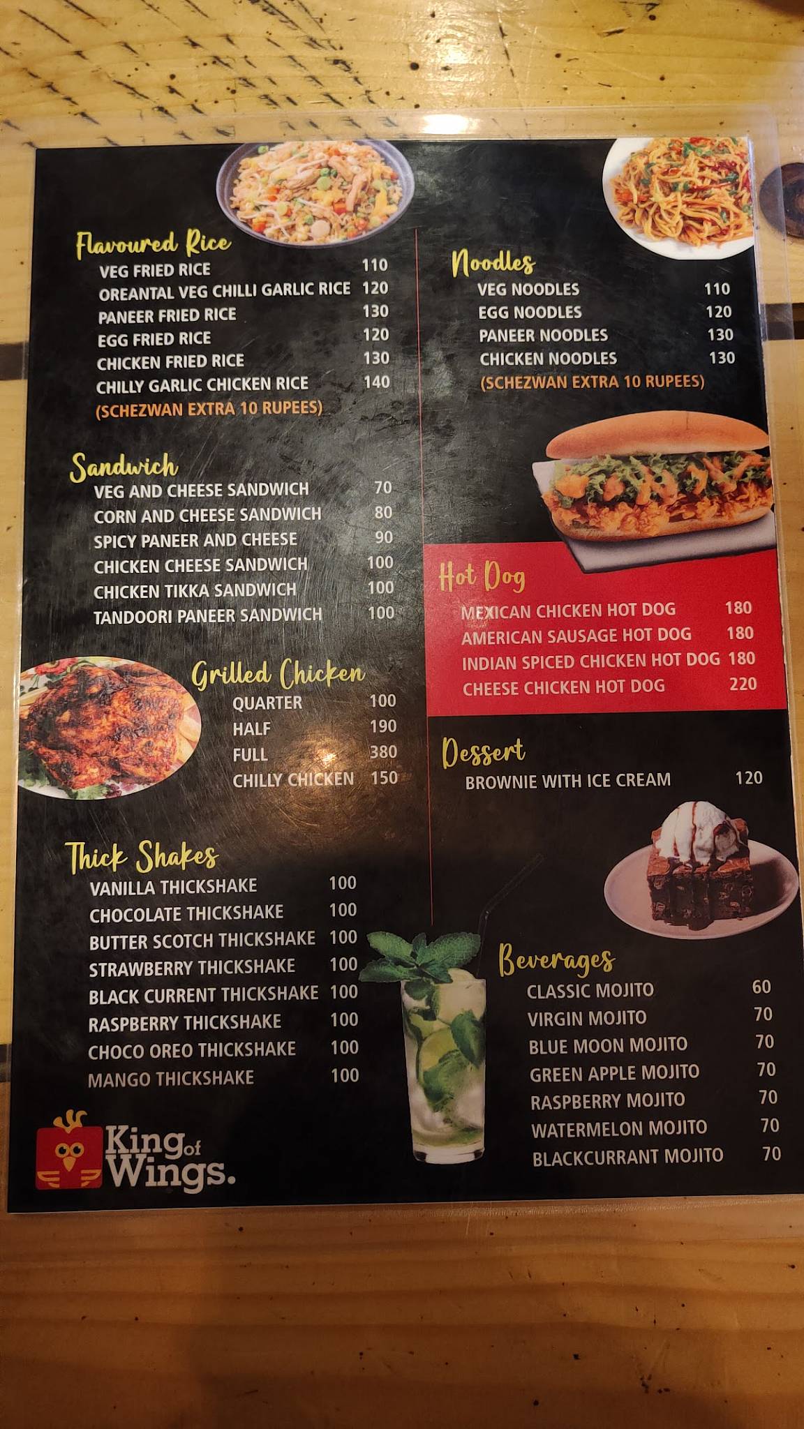 Menu at King of wings, Chennai