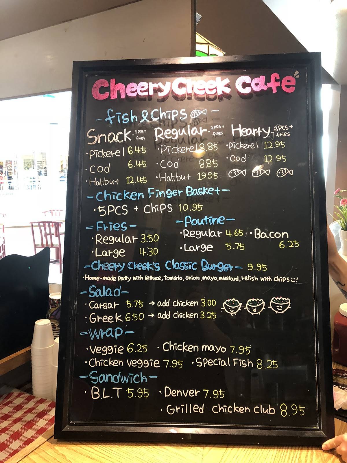 Menu at Cherry Creek Cafe, Winnipeg