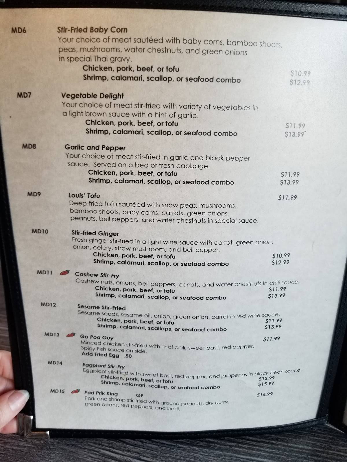 Menu at My Thai restaurant, Chesterland, Chillicothe Rd
