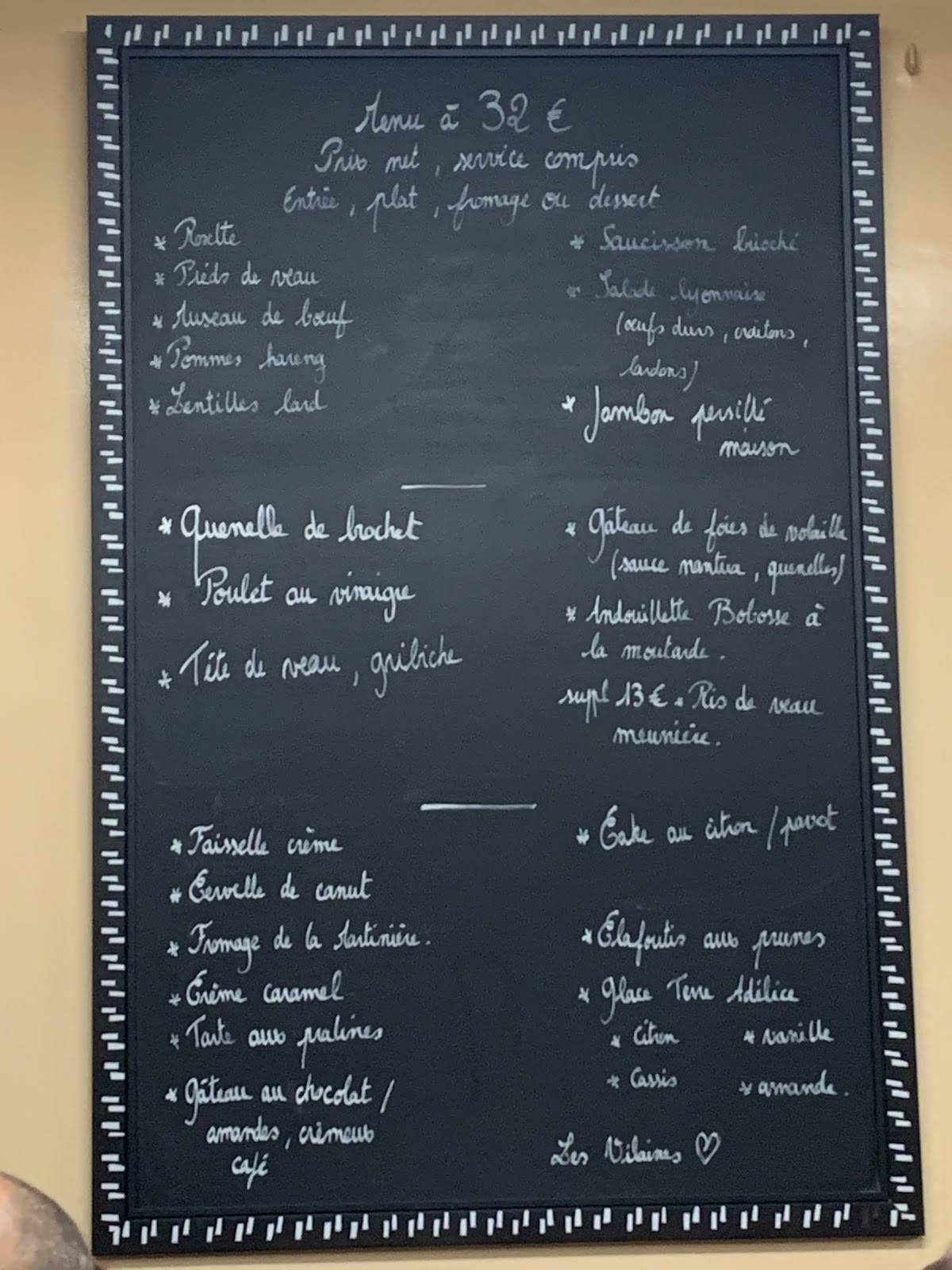 Menu au Chez Hugon restaurant, Lyon