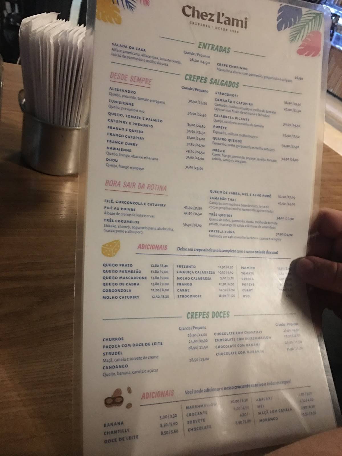 Menu em Chez L’ami Creperia, Brasília