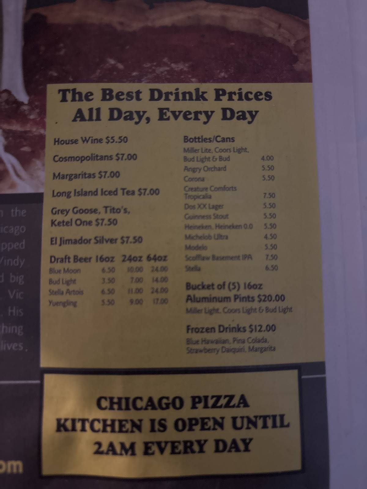 Menu at Chicago Pizza & Sports Grille pub & bar, Smyrna