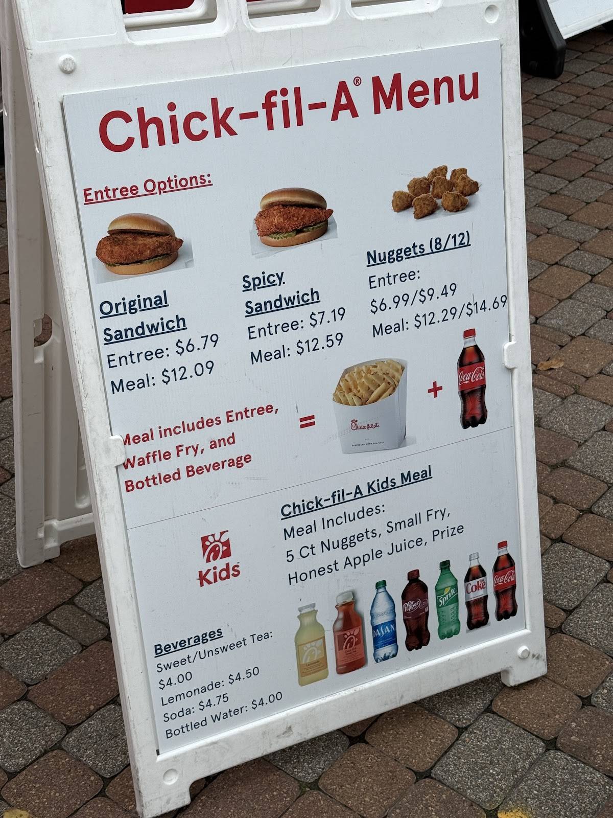 Menu at Chick-fil-A restaurant, Kemah, 215 Kipp Ave