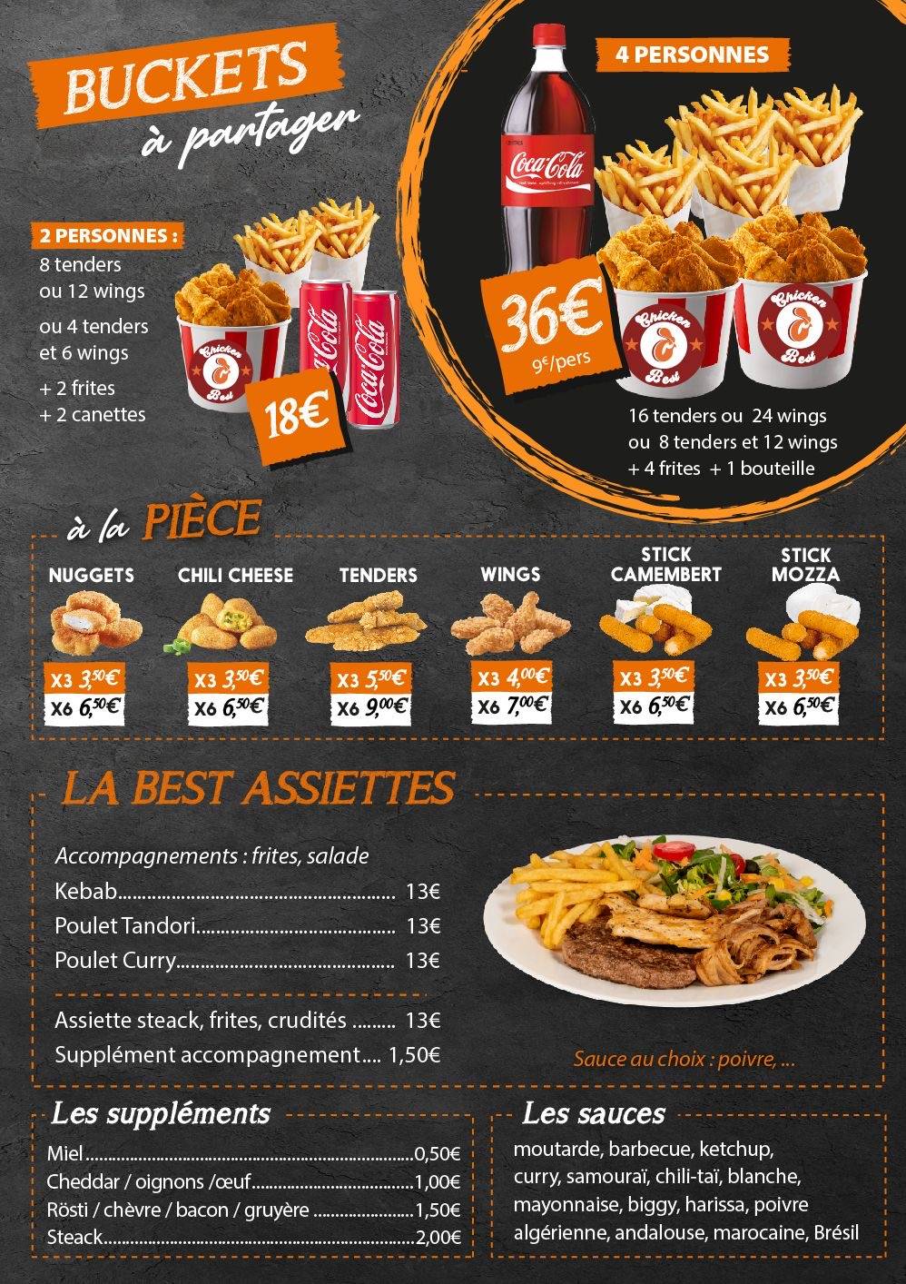 Menu au Chicken Best pub et bar, Trans-en-Provence