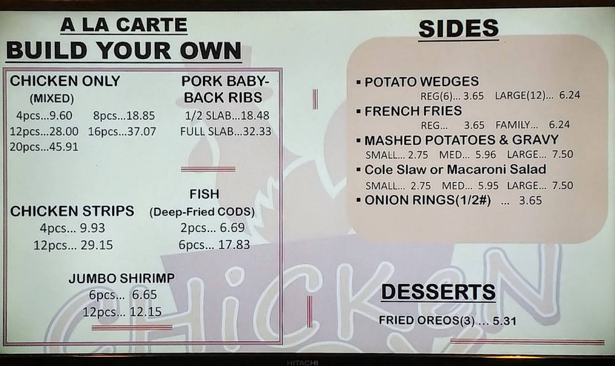 Menu at Chicken Box Broasted Chicken restaurant, La Habra, 330 E ...