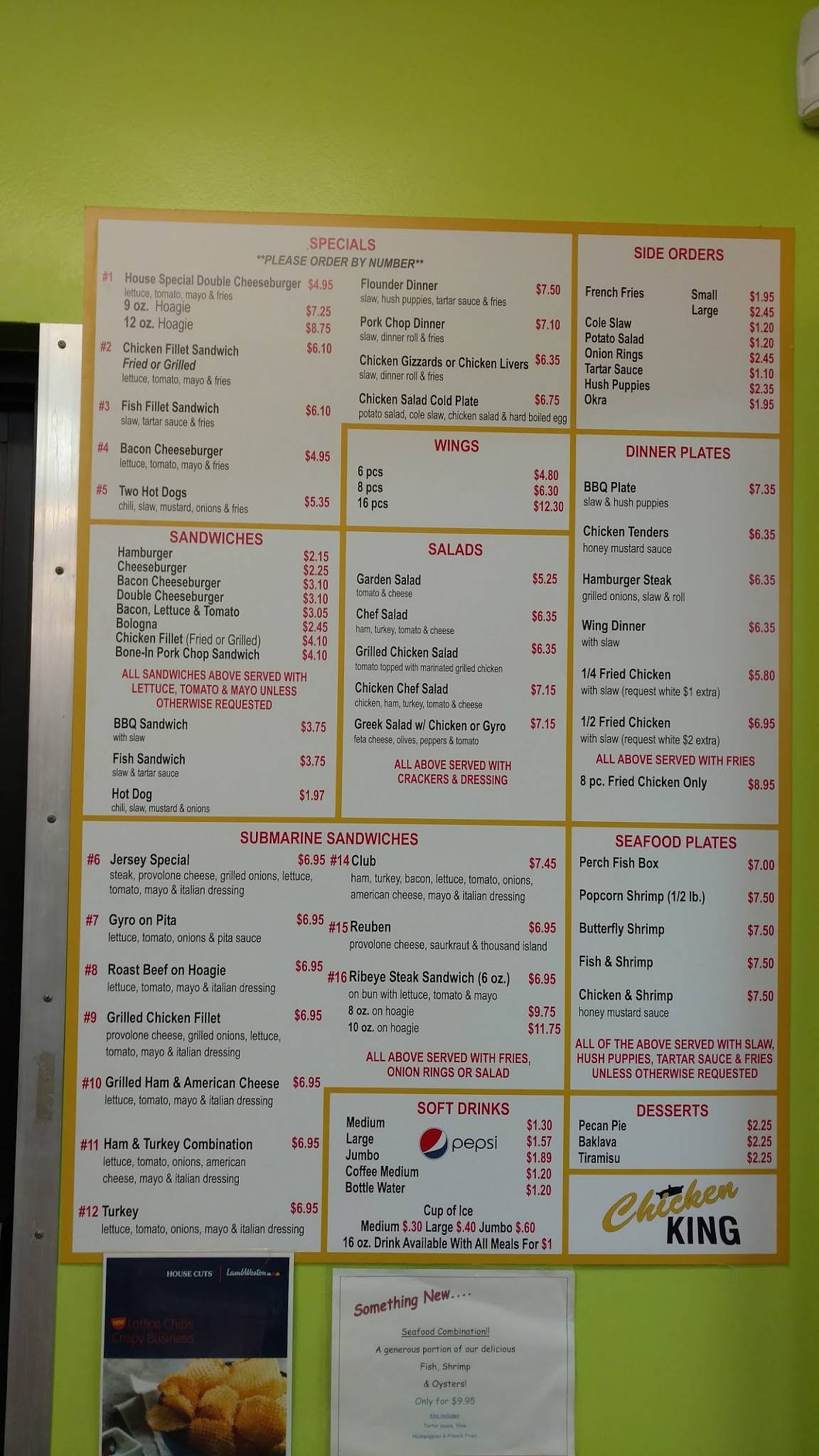 Menu at Chicken King restaurant, Charlotte, General Dr
