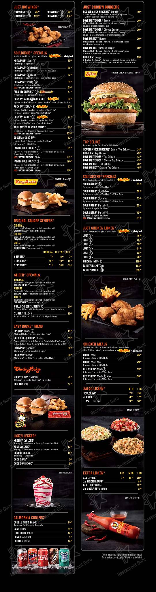 Menu at Chicken Licken - Mall @ Carnival restaurant, Brakpan, Shop 151 ...