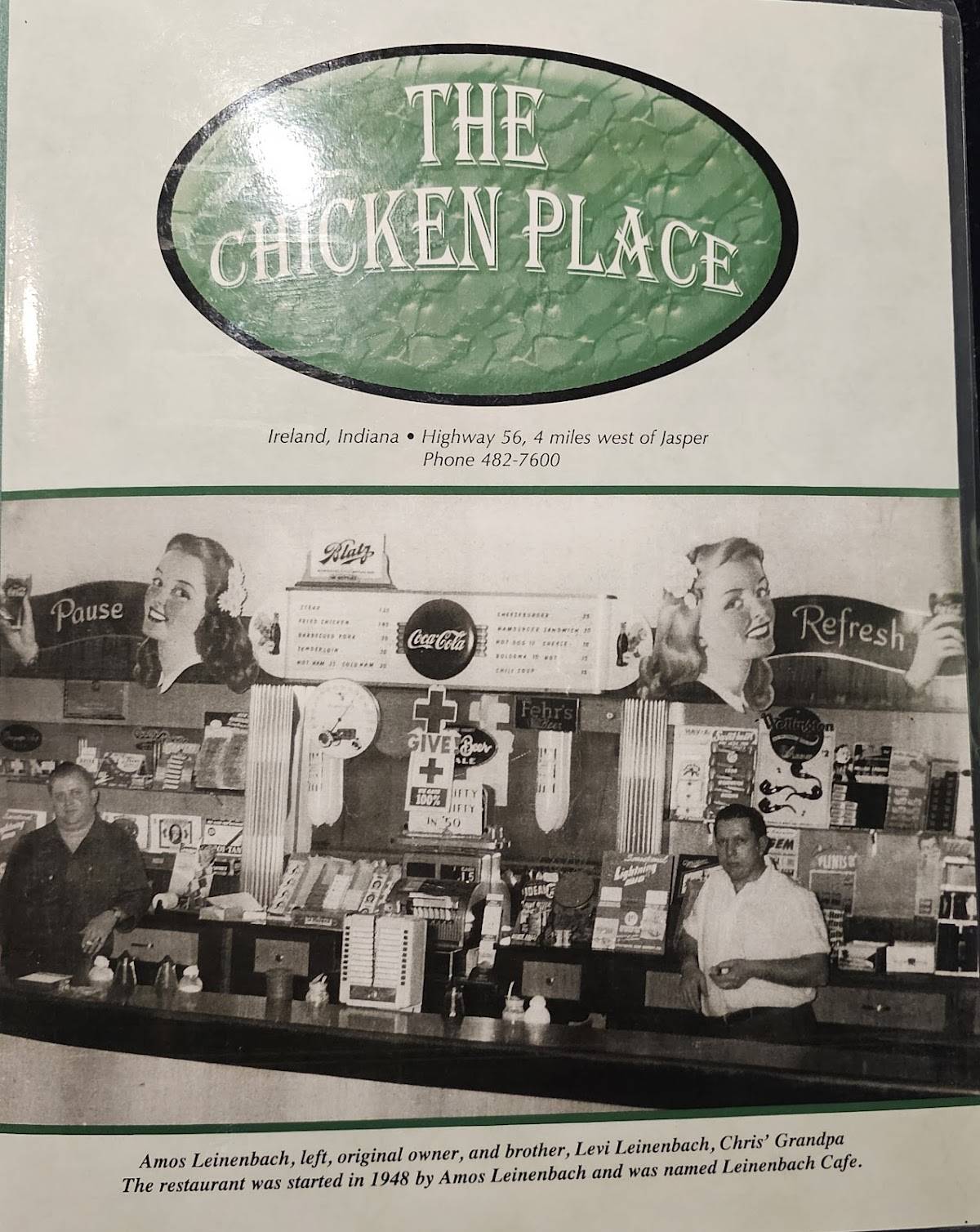 Menu at Chicken Place restaurant, Jasper