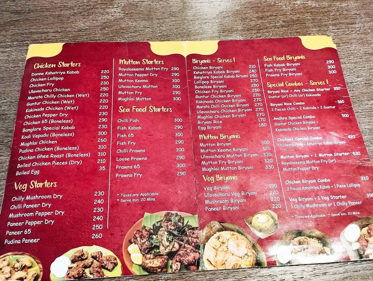 Menu at Chickpet Donne Biryani House - Vijayawada, Vijayawada