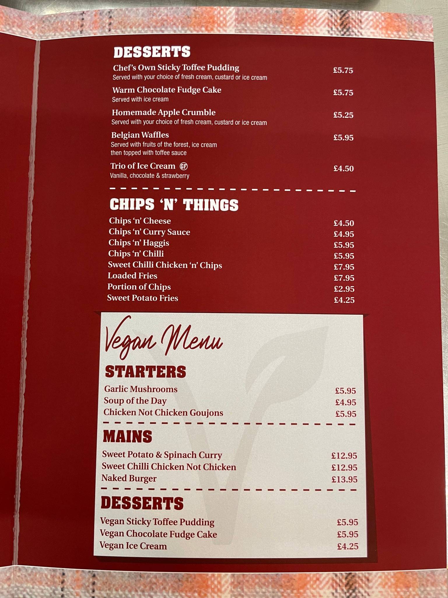 Menu at Chieftain Hotel pub & bar, Inverness