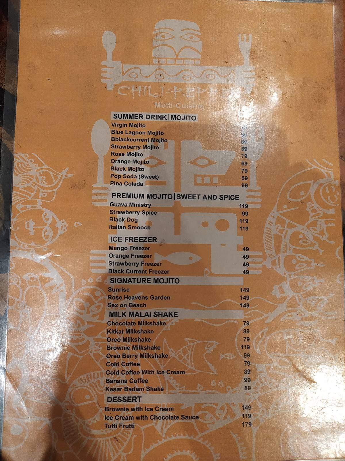 Menu at Chili-Pepper, Chakradharpur