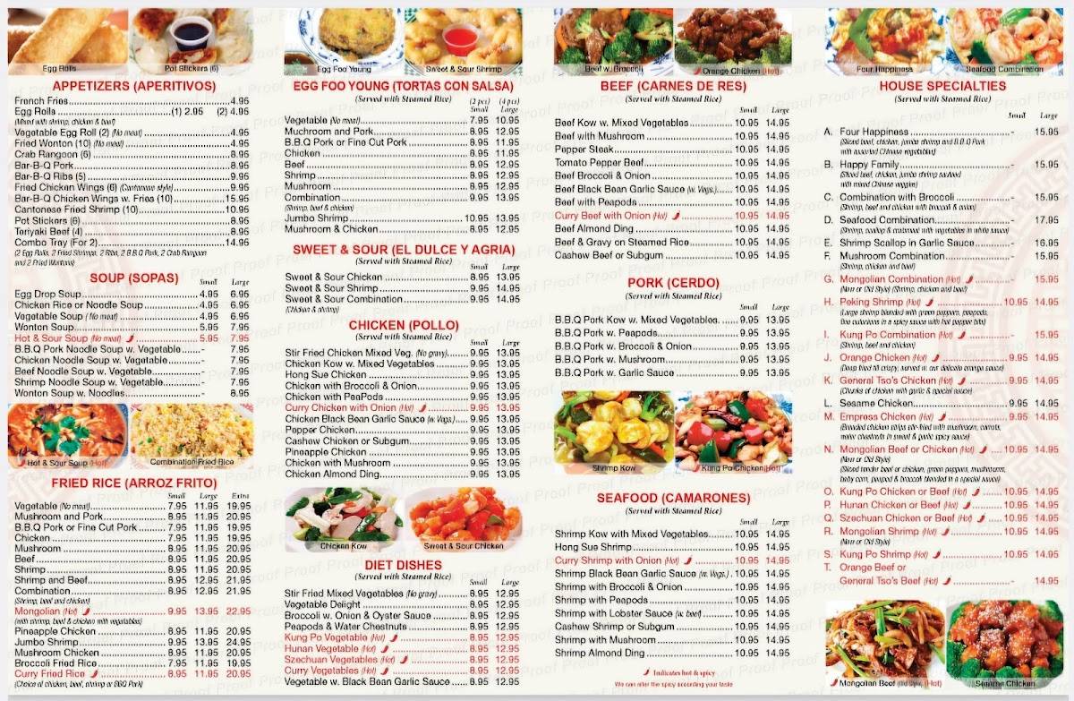Menu at China Chef Of Burbank restaurant, Burbank, W 87th St