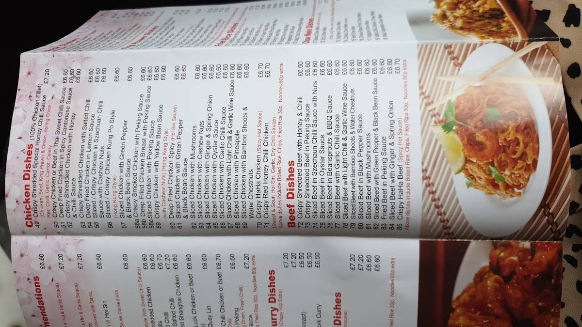 Menu at China Palace fast food, Banbridge