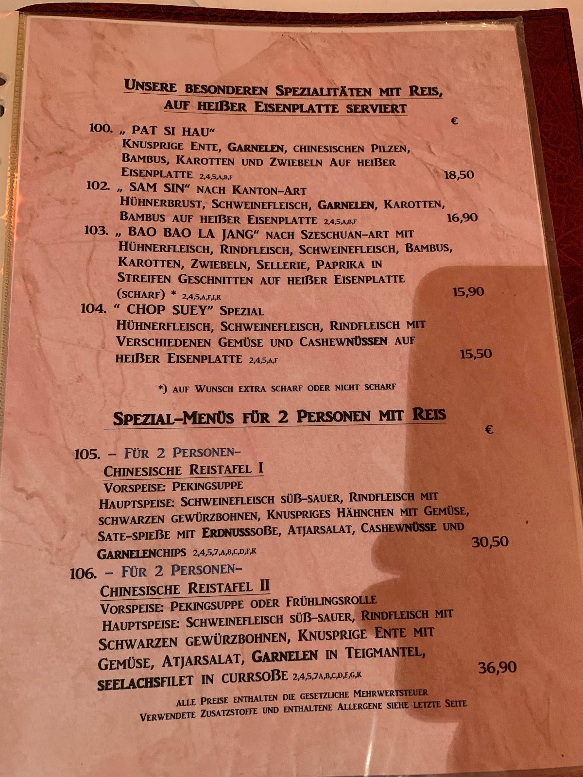 Speisekarte von China-Restaurant MEI JING, Kressbronn am Bodensee