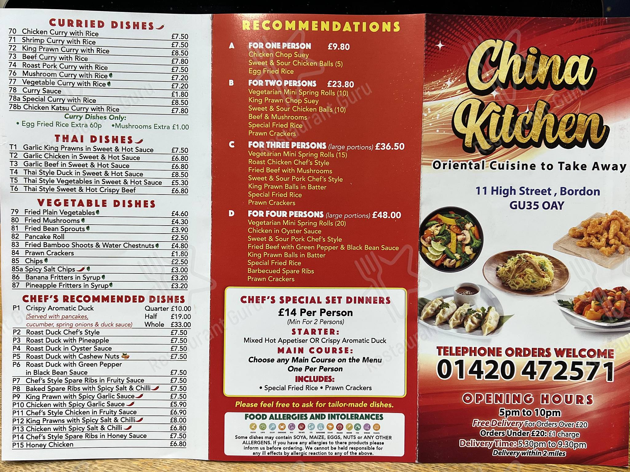 Menu at China kitchen fast food, Bordon