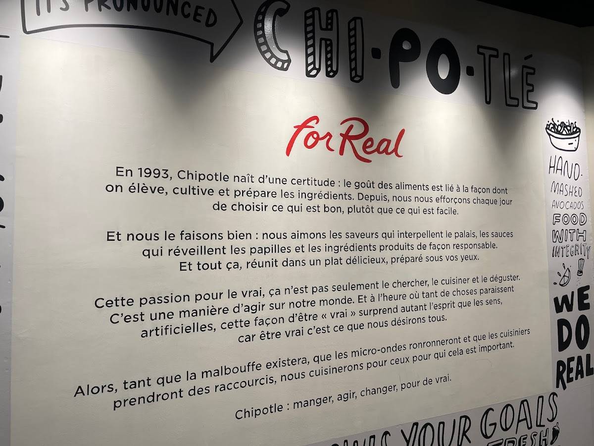 Menu at Chipotle Mexican Grill restaurant, Lyon, Westfield